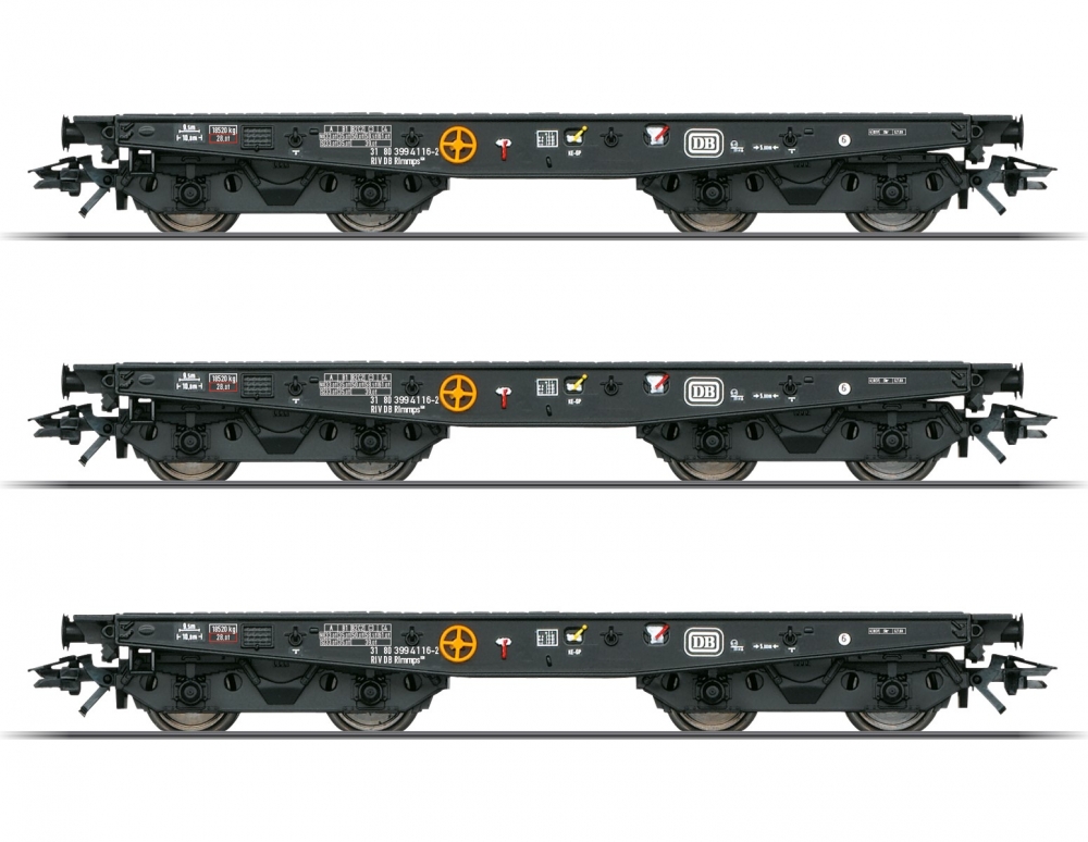 Erlebniswelt Modellbahn - Märklin 48757 H0 Schwerlast-Flachwagen Rlmmps 650 DB 3er-Set